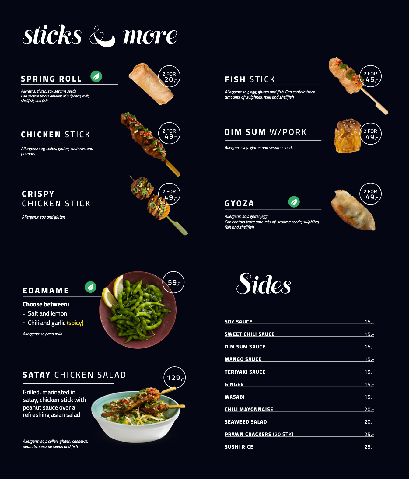 Sabrura menu | Sabrura Sticks & Sushi
